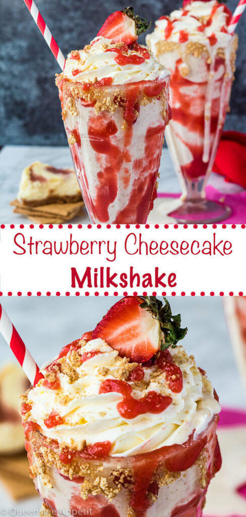 Strawberry Cheesecake Milkshake ~ Recipe | Queenslee Appétit