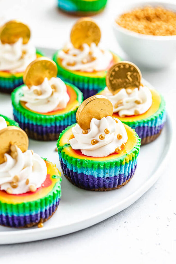 Pot of Gold Mini Rainbow Cheesecakes | Queenslee Appétit